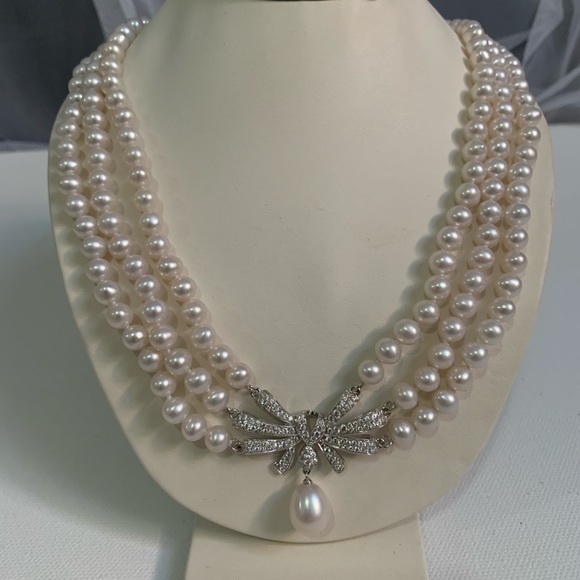 Honora | Jewelry | Honora Pearl Necklace With White Sapphire | Poshmark